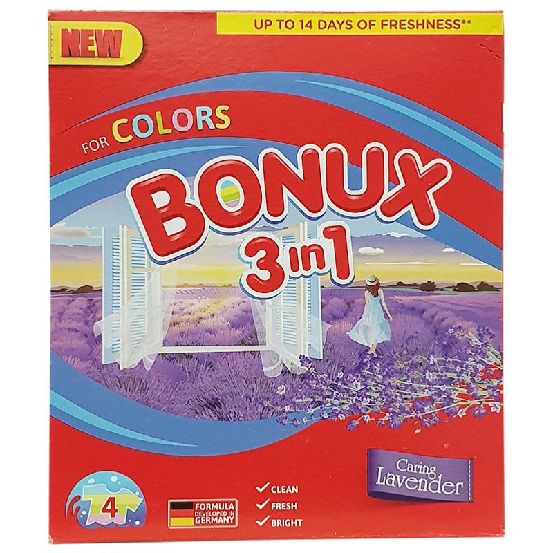 POUDRE LESSIVE **BONUX** LINGE DE COULEUR 3EN1 LAVANDE 6 x 400g